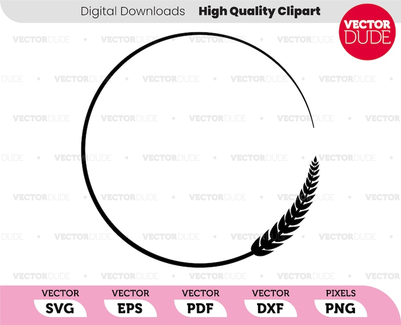 Decorative Round Border Wheat Design Template Cut or Print, Vector ...
