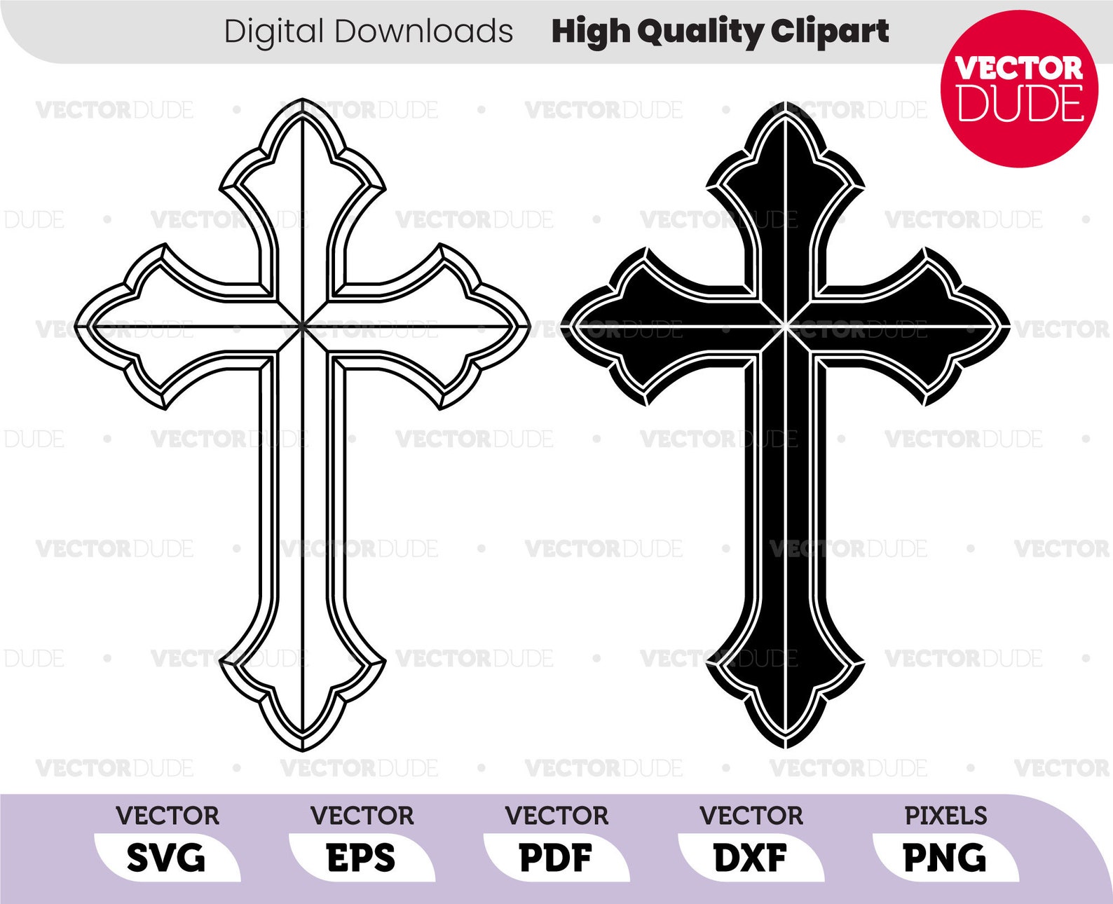 Religious Crosses Solid and Thin Lines High Quality Vector, Cricut ...