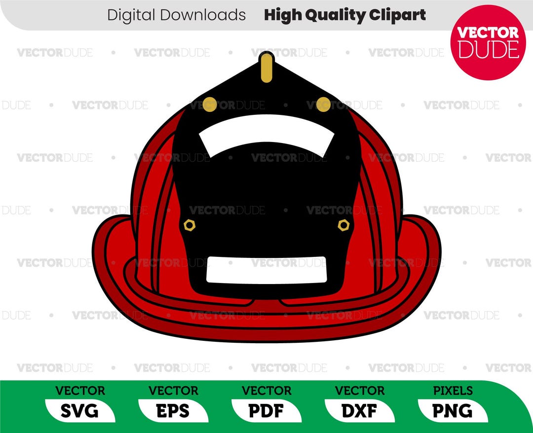 Detailed Firefighter / Fireman Helmet Hat Front View Full Color ...
