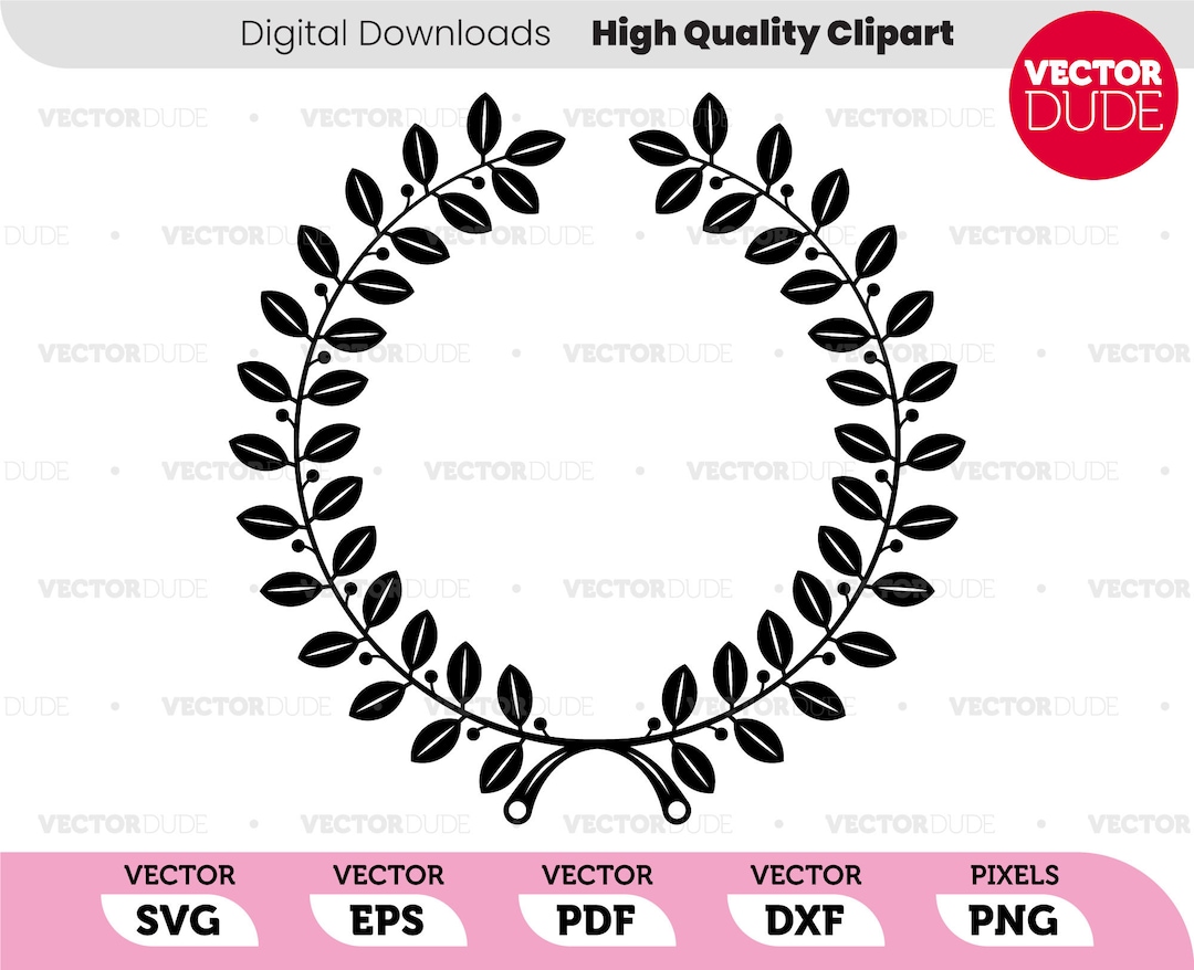 Decorative Round Border Laurel Wreath With Berries and Leaves Design ...
