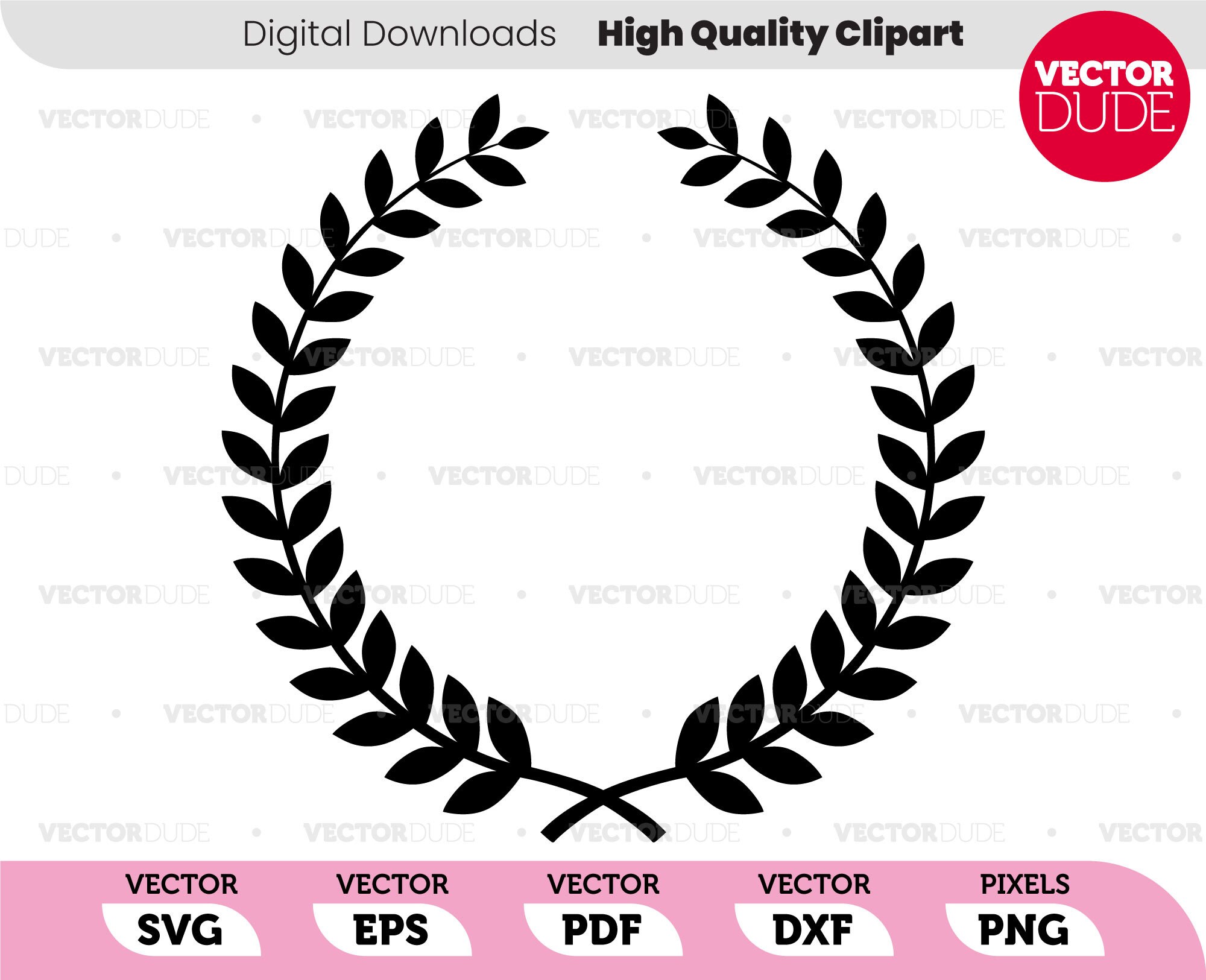 Decorative Laurel Wreath Leaf Design Cut or Print, Vector Clipart [ Svg ...