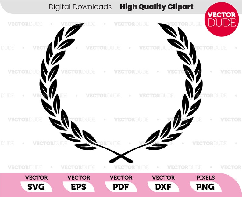 Decorative Laurel Wreath Leaf Design Cut or Print, Vector Clipart [ Svg ...