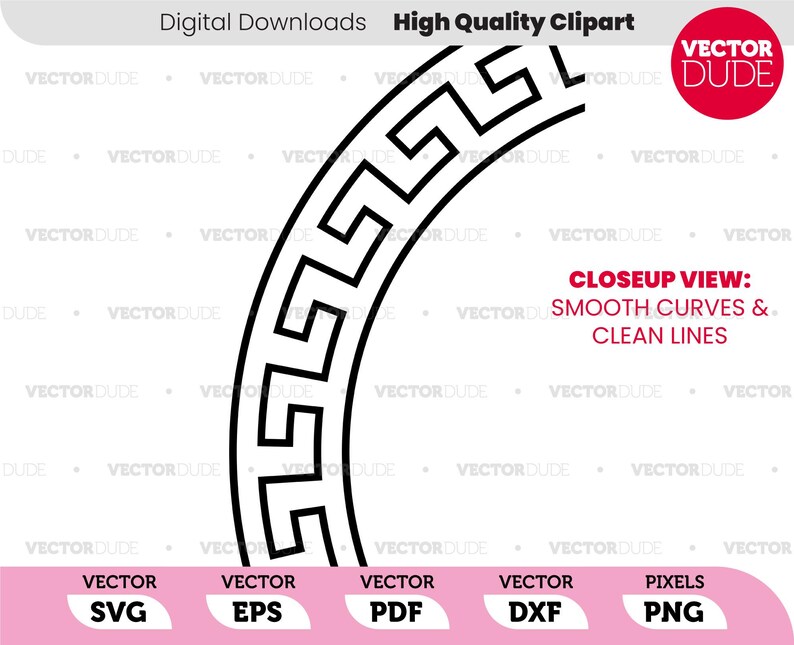Round Greek Thinner Key Style Border for Cutting or Print, Vector ...