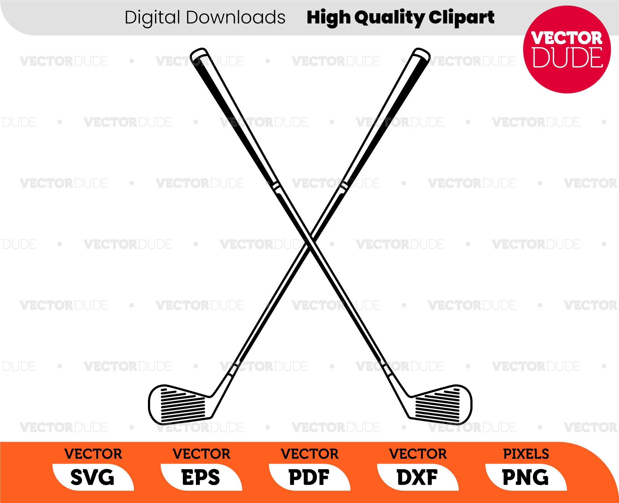 Golf Clubs Crossed Single Color High Quality, Cricut Cut, Vector ...