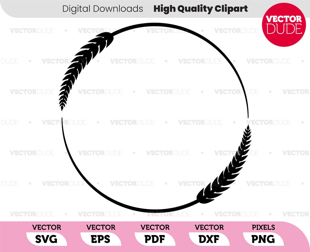 Decorative Round Border Wheat Design Template Cut or Print, Vector ...