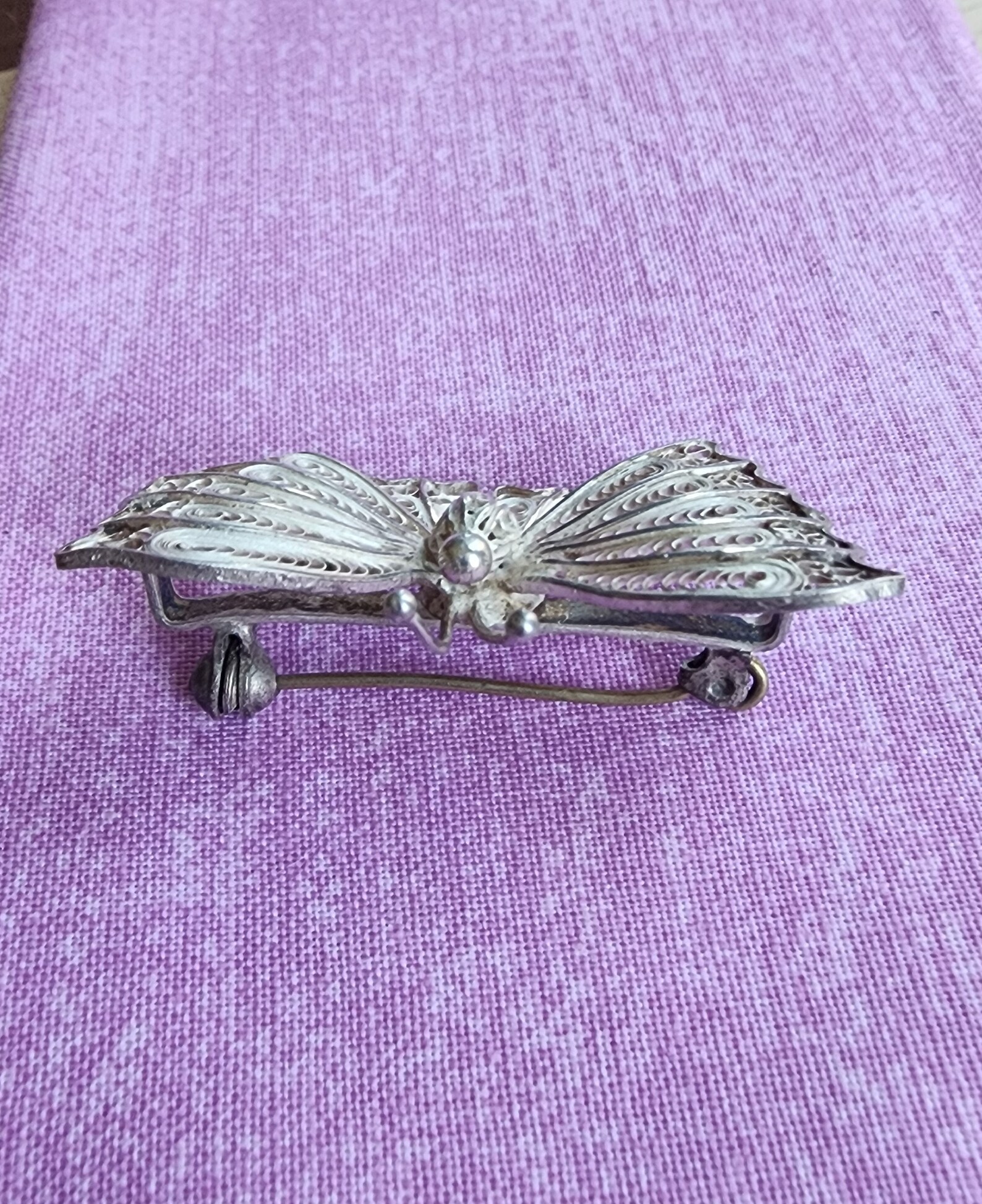 Vintage Sterling Silver Filigree Butterfly Brooch - Etsy
