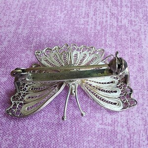 Vintage Sterling Silver Filigree Butterfly Brooch - Etsy