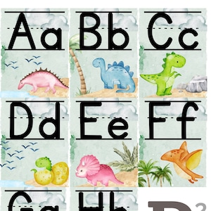 Dinosaur Alphabet Wall Posters Download - Etsy