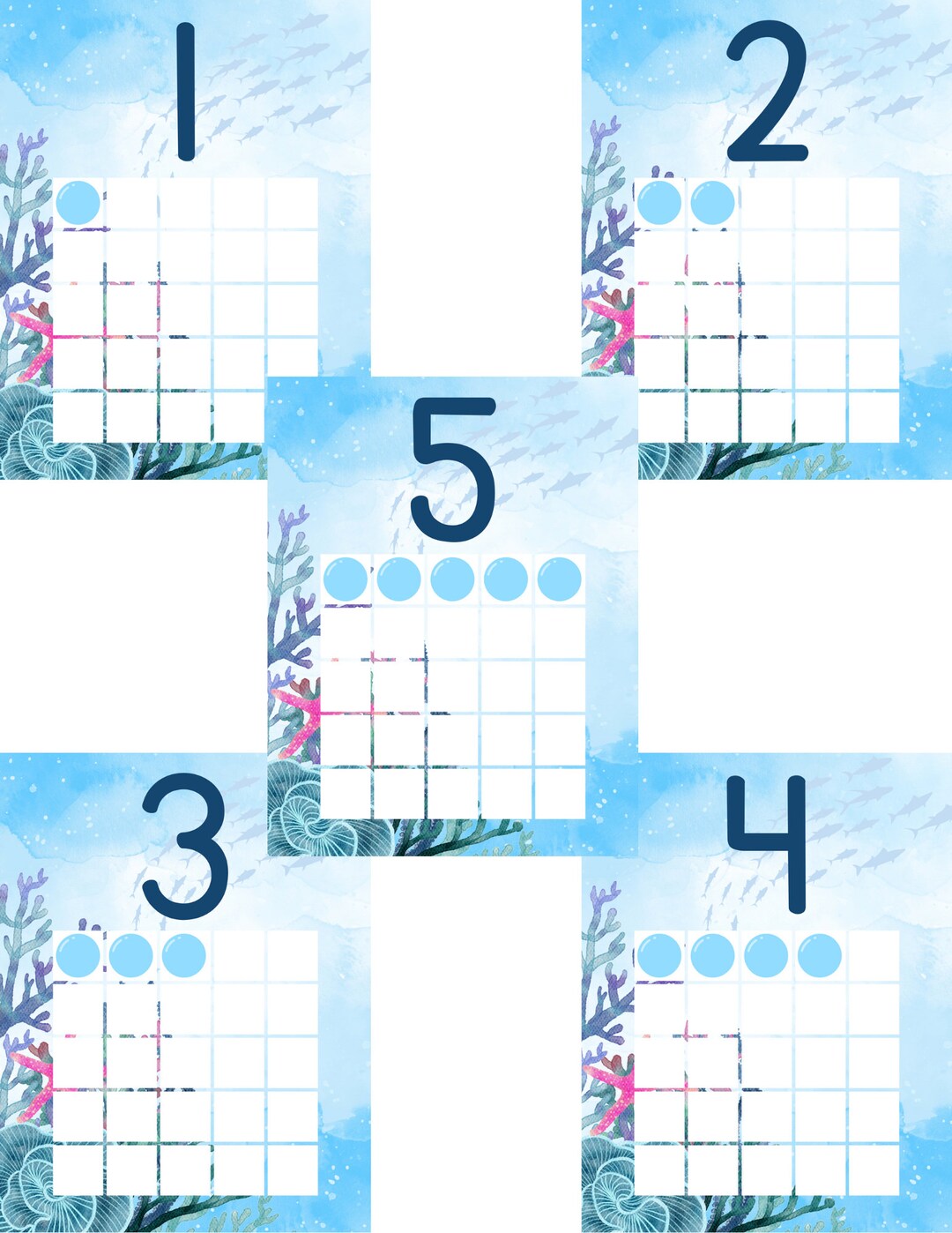 Ocean Themed Classroom Number Chart, 1-20 Number Chart, Sea Theme ...