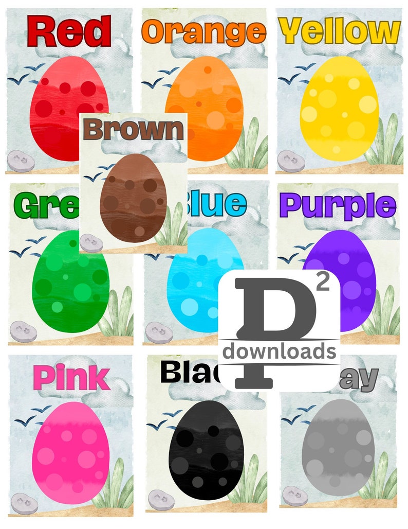 Dinosaur Classroom Theme Color Posters Chart - Etsy