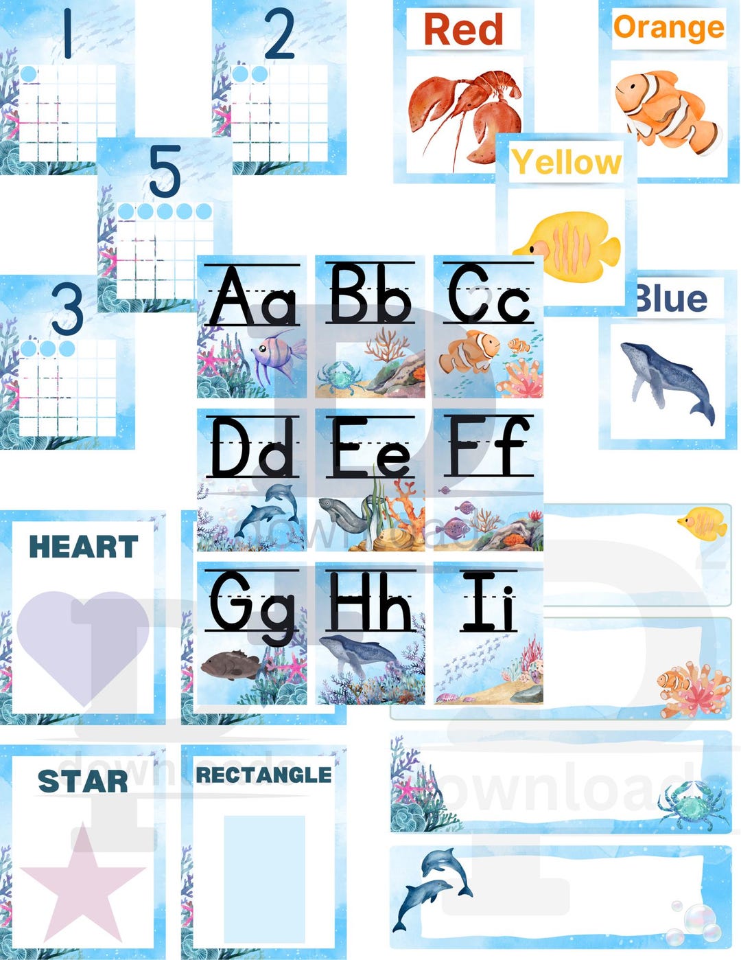 Ocean Theme Classroom Bundle, Ocean Classroom Charts, Ocean Alphabet ...