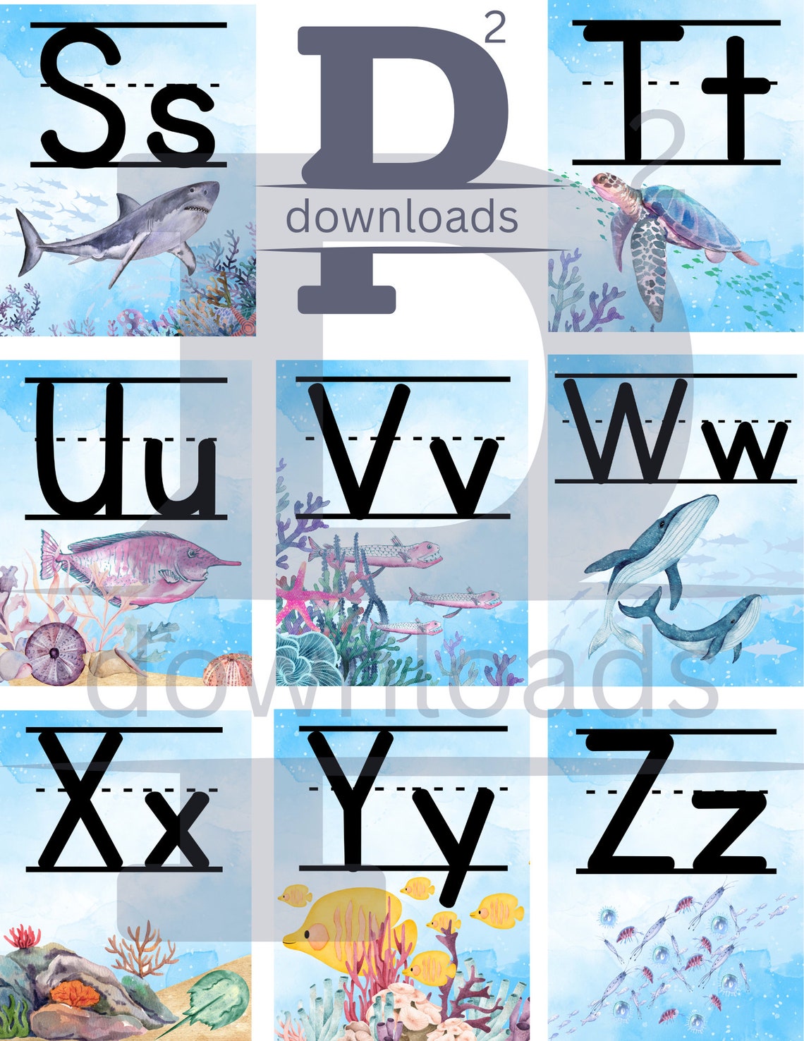 Classroom Ocean Theme ABC Wall Posters, Sea Classroom Theme Posters ...