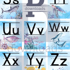 Classroom Ocean Theme ABC Wall Posters, Sea Classroom Theme Posters ...