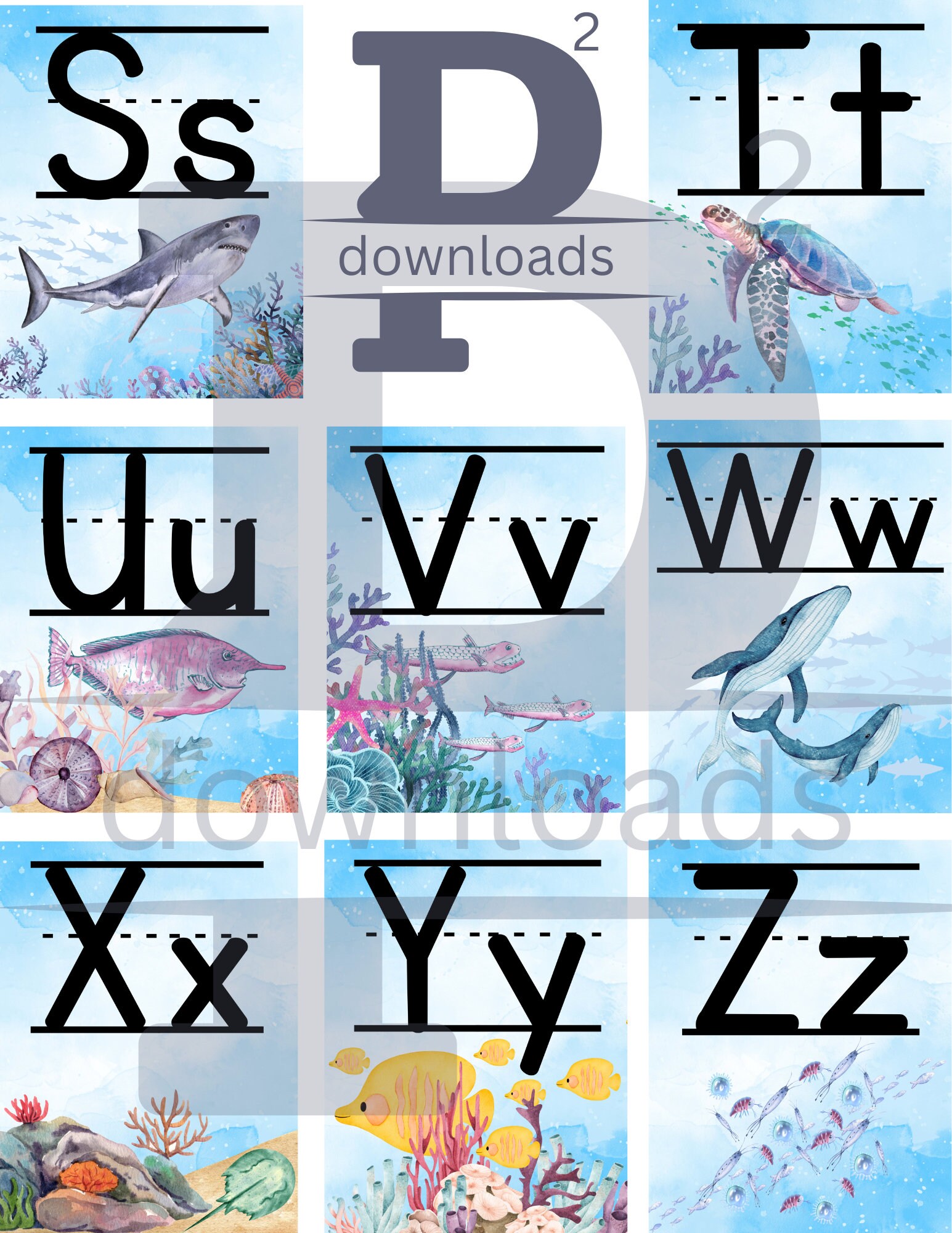 Classroom Ocean Theme ABC Wall Posters, Sea Classroom Theme Posters ...