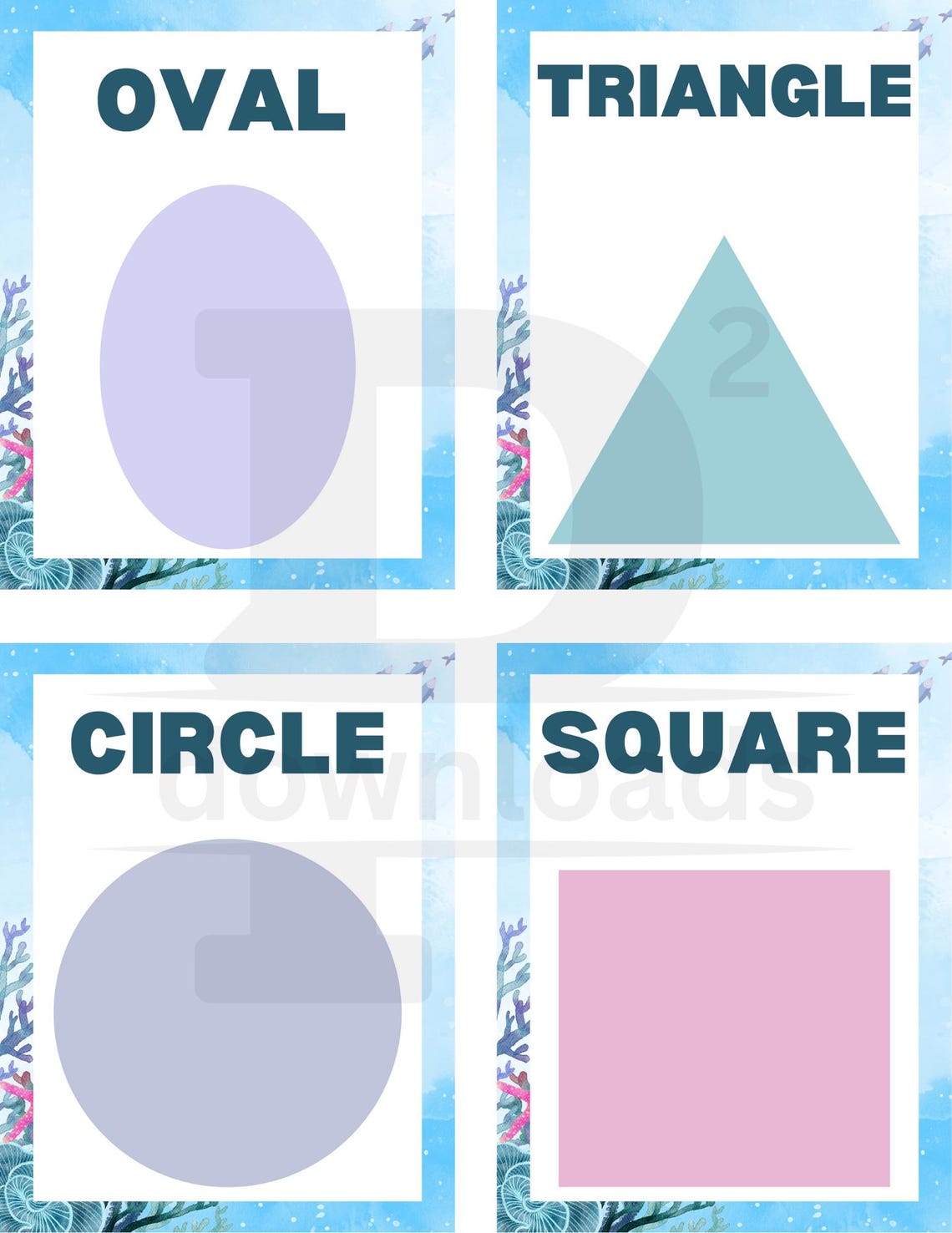 Classroom Ocean Theme Shape Chart, Ocean Shape Chart, Classroom Shape ...