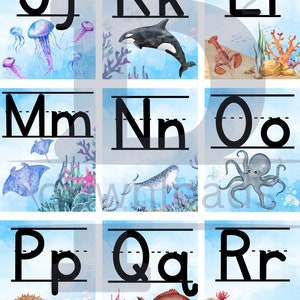 Classroom Ocean Theme ABC Wall Posters, Sea Classroom Theme Posters ...