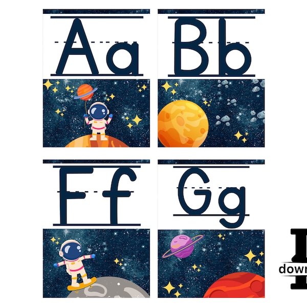 Alphabet Space Posters - Etsy