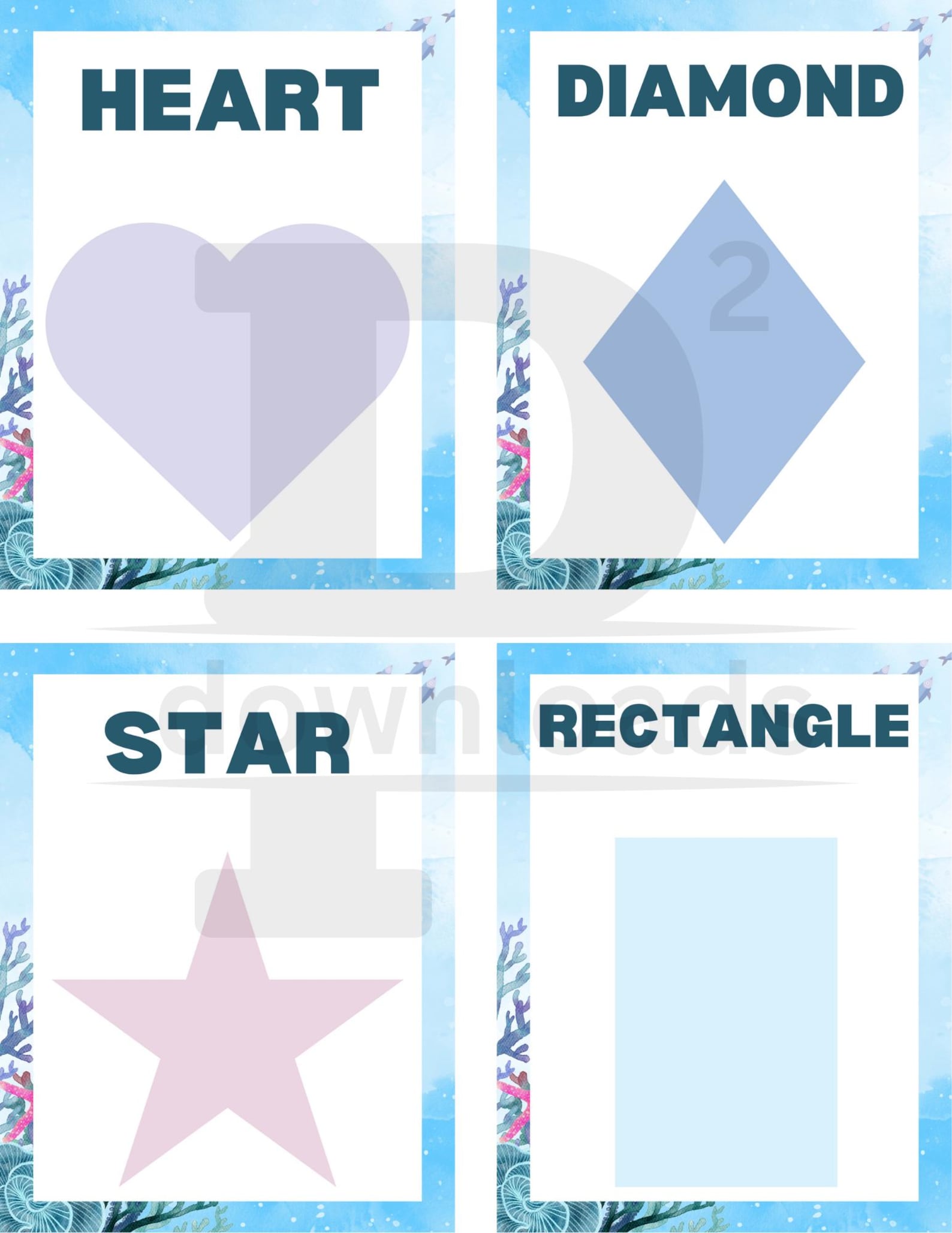 Classroom Ocean Theme Shape Chart, Ocean Shape Chart, Classroom Shape ...