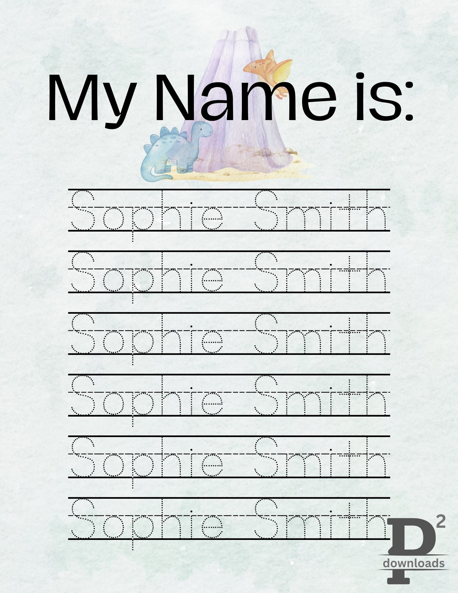 Dinosaur Name Trace Sheet Name Practice - Etsy