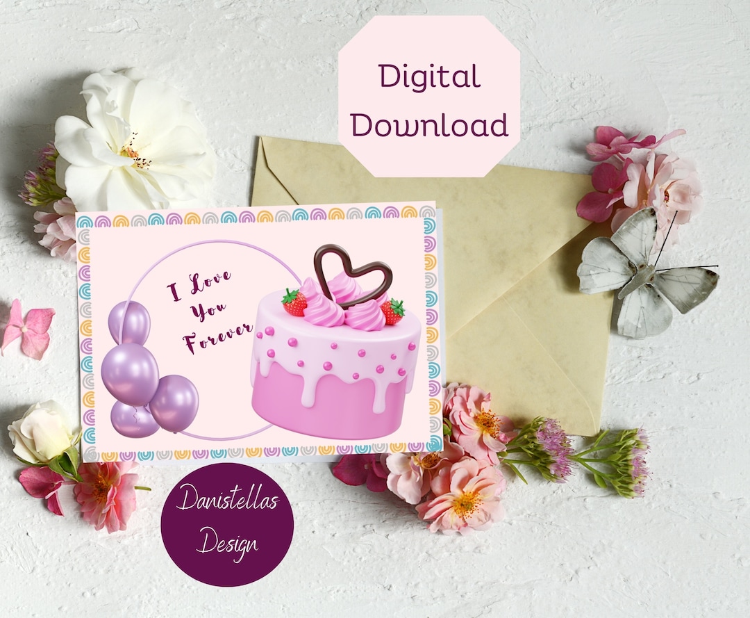I Love You Forever Card/ Printable Digital Downlondable Card/ Digital ...