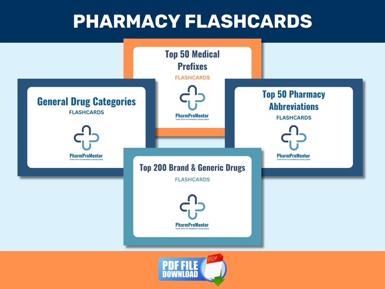 Pharmacy Flashcards Bundle: Drug Categories, Top 200 Drugs, Medical ...