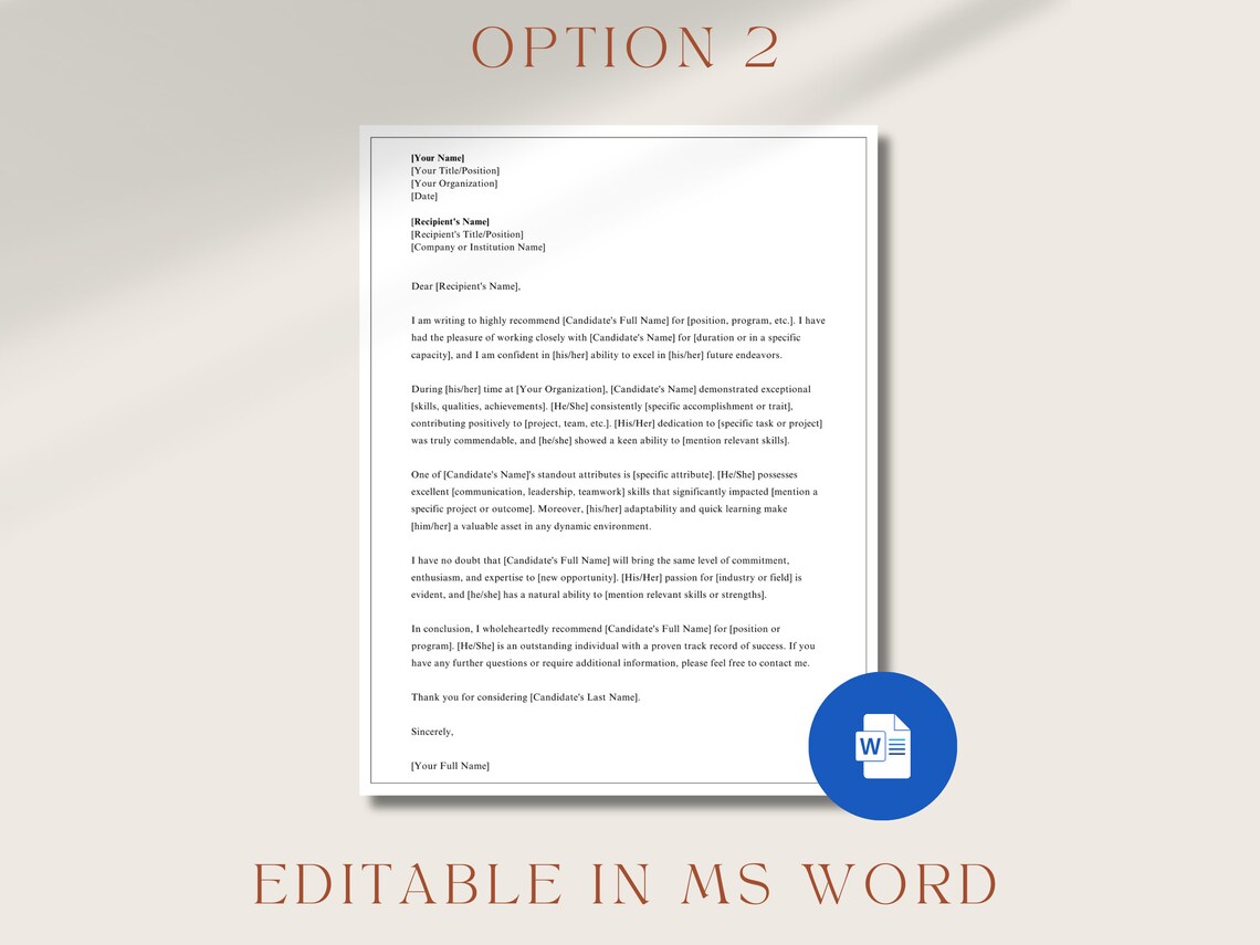 Professional Letter of Recommendation Template | Editable in Microsoft ...