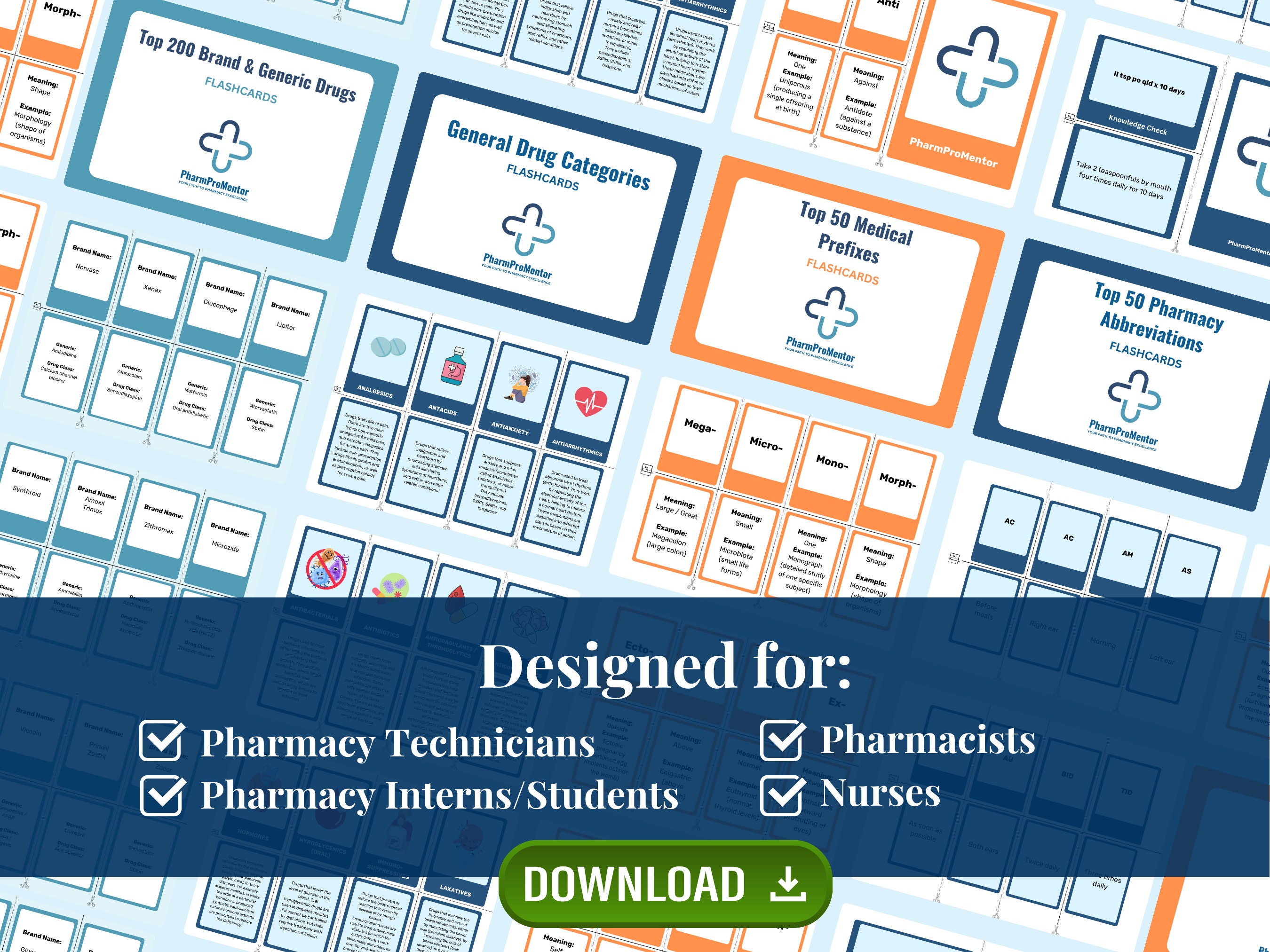 Pharmacy Flashcards Bundle: Drug Categories, Top 200 Drugs, Medical ...