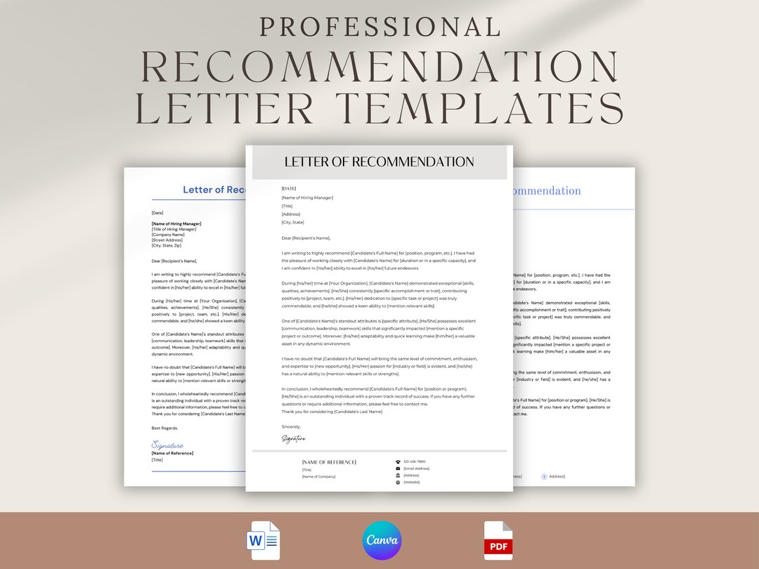 Professional Letter of Recommendation Template | Editable in Microsoft ...