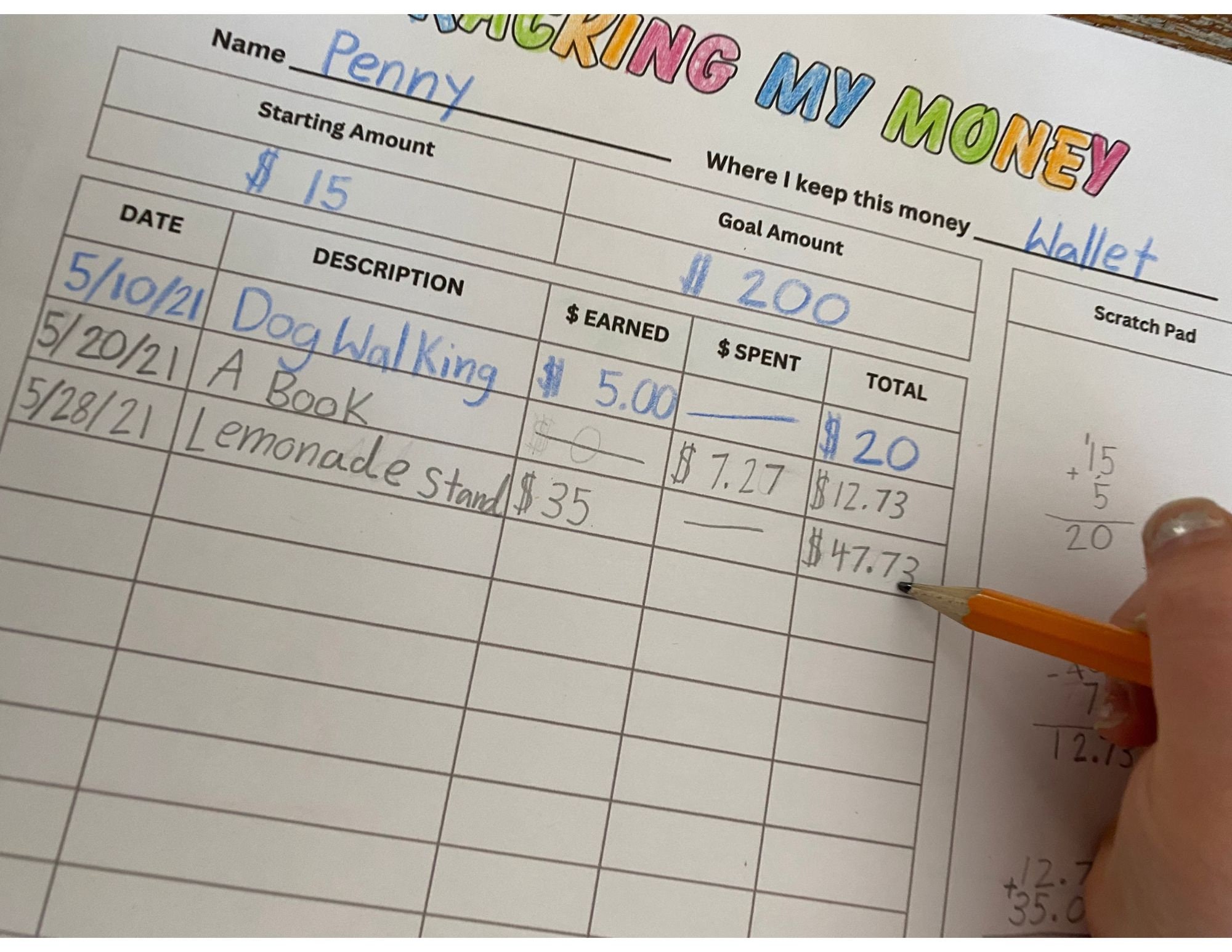 Tracking My Money Worksheet + Guide for Kids - Etsy
