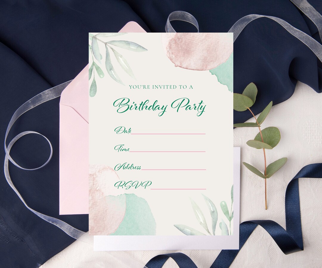 You're Invited to a Birthday Party, Blank Invitation, Instant Download ...