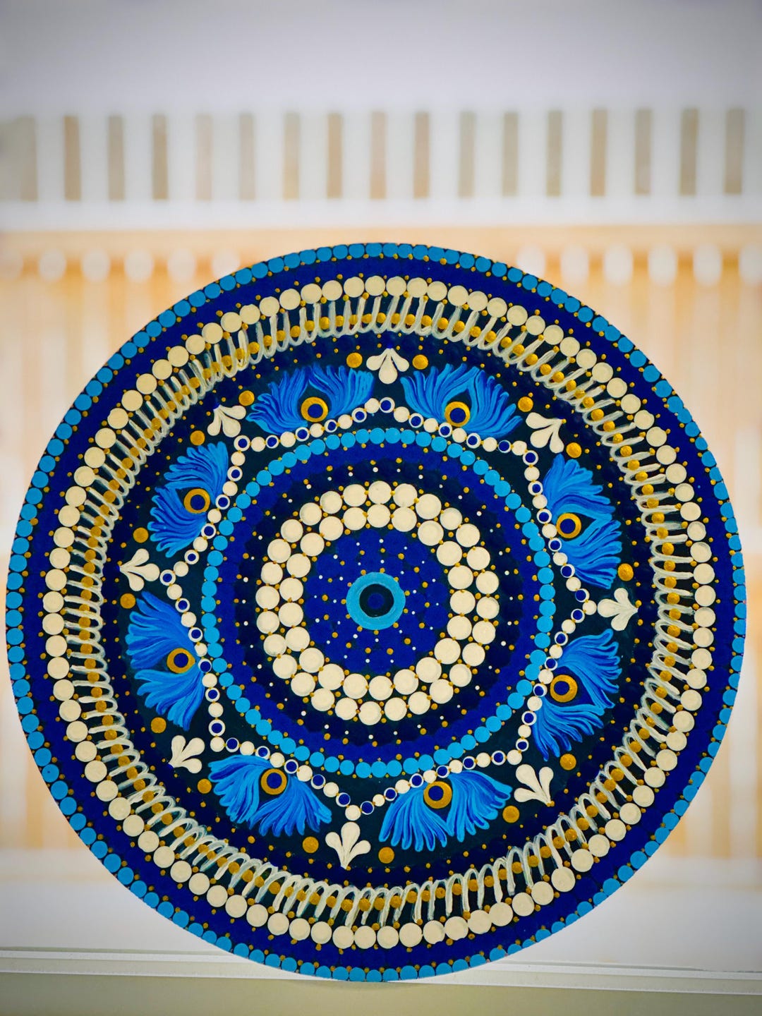 Evil Eye Dot Mandala Art, Hand-painted,blue Based Acrylic Colour, Home ...