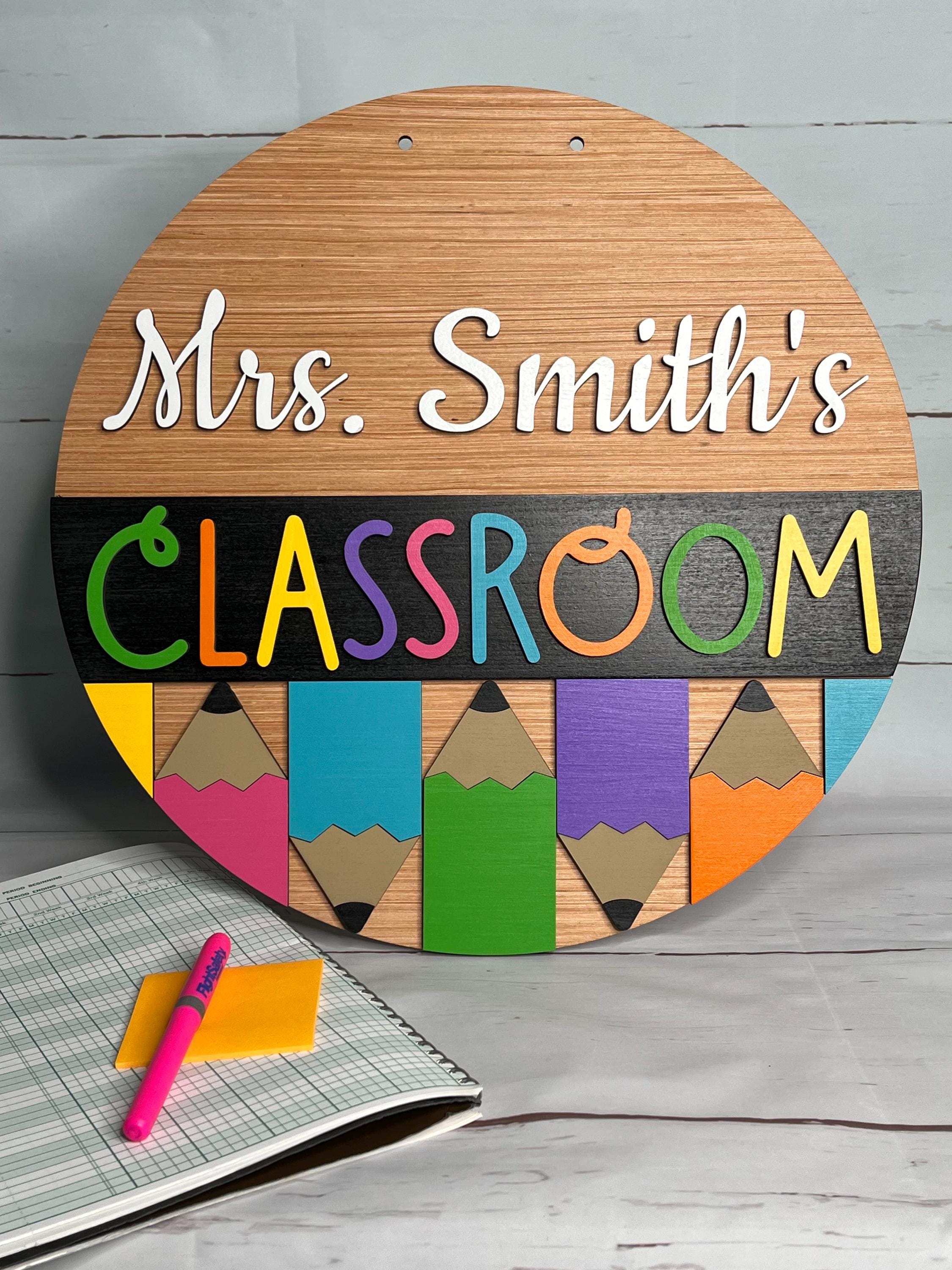 DIY School Classroom Door Sign, Unfinished Teacher Door Sign, Back to ...