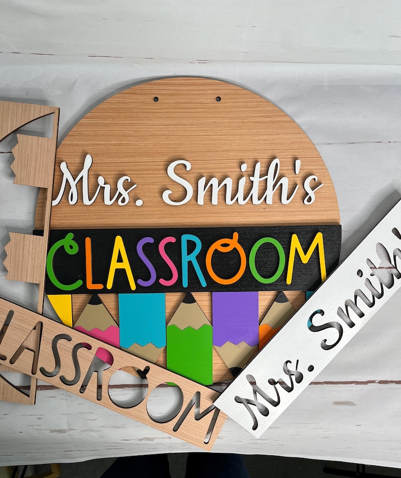 DIY School Classroom Door Sign, Unfinished Teacher Door Sign, Back to ...