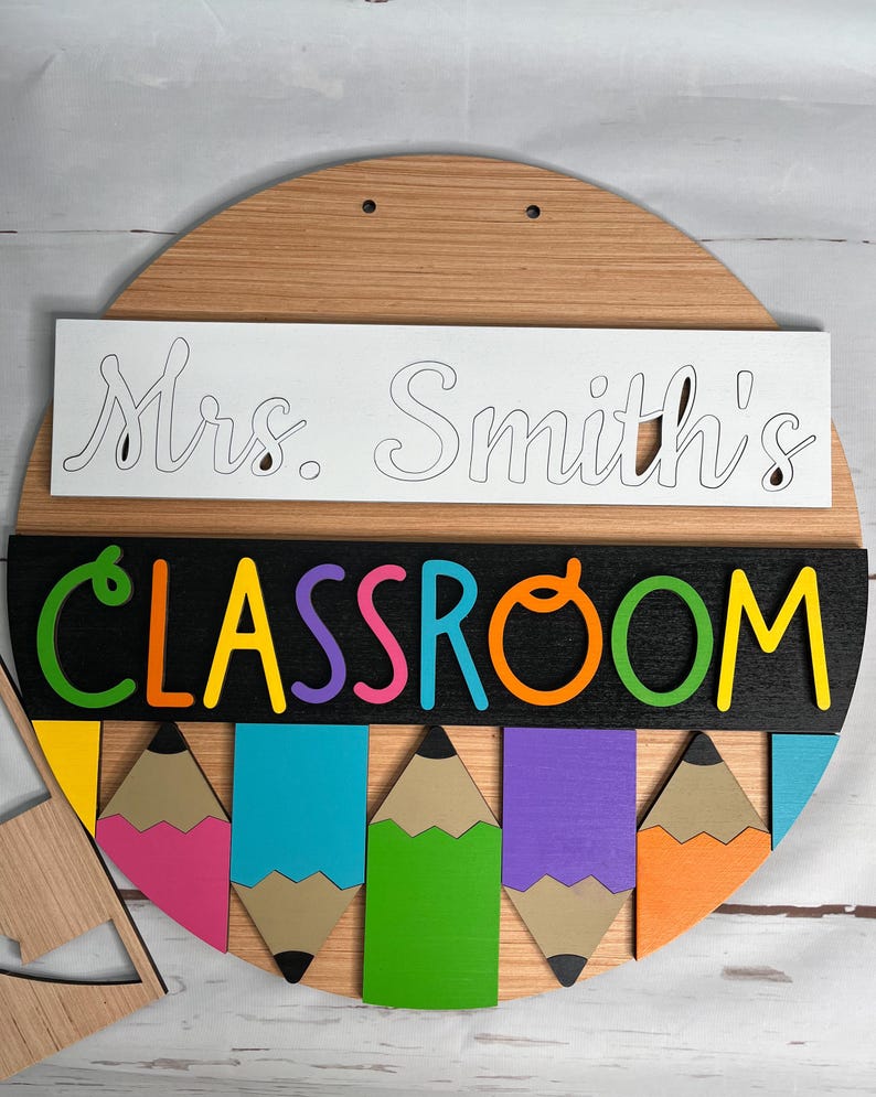 DIY School Classroom Door Sign, Unfinished Teacher Door Sign, Back to ...