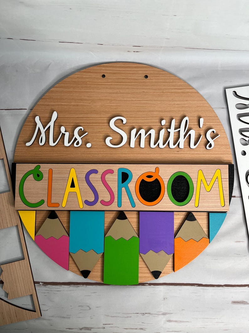 DIY School Classroom Door Sign, Unfinished Teacher Door Sign, Back to ...