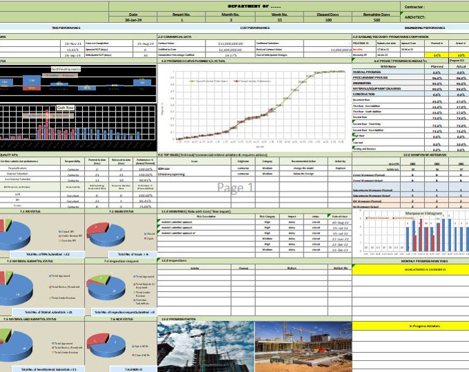 Monthly Construction Progress Report Template - Etsy