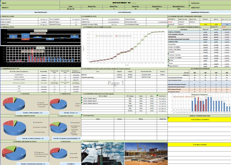 Monthly Construction Progress Report Template - Etsy