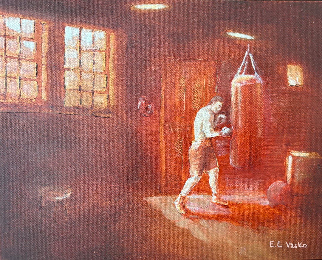 Original Oil Painting Two Boxers Striving. - Etsy