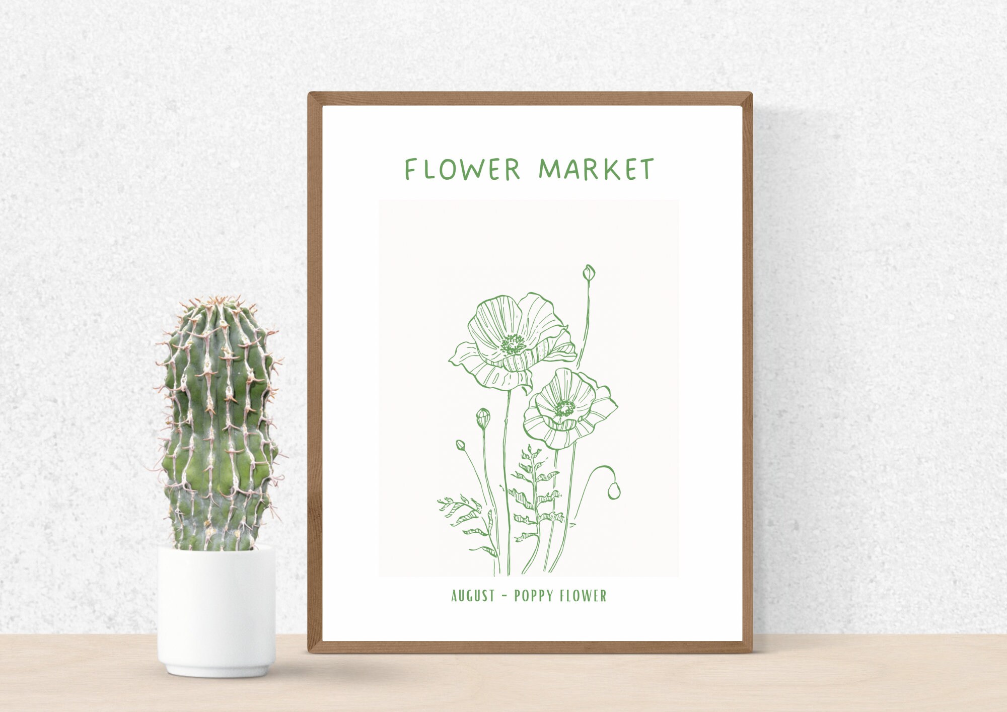 August Birth Month Flower Poppy Flower Art Flower Market Print Flower ...