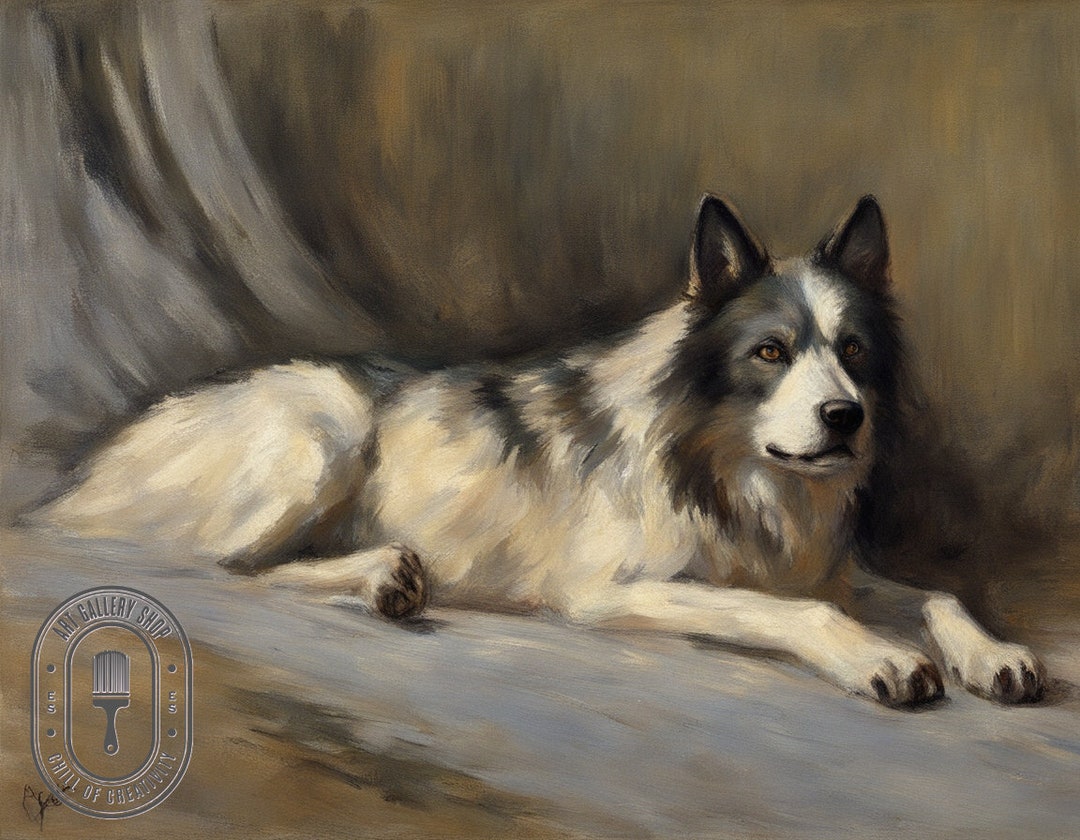 Lying Wolf Portrait, Vintage Painting / Digital Print Drawing - Etsy