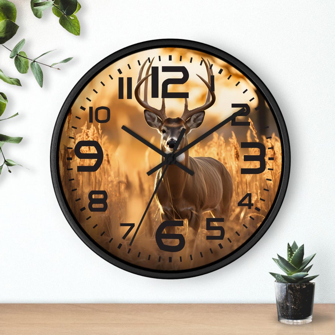 Rustic Deer Wall Clock - Buck, Man Cave, Nature Decor, Woodland Theme ...