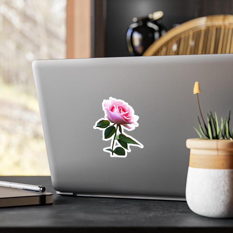 Pretty Pink Rose Decal Pink Rose Bloom Decal - Etsy