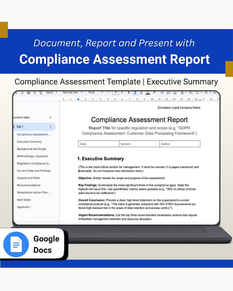 Compliance Assessment Report Template: Audit-ready Governance (google ...