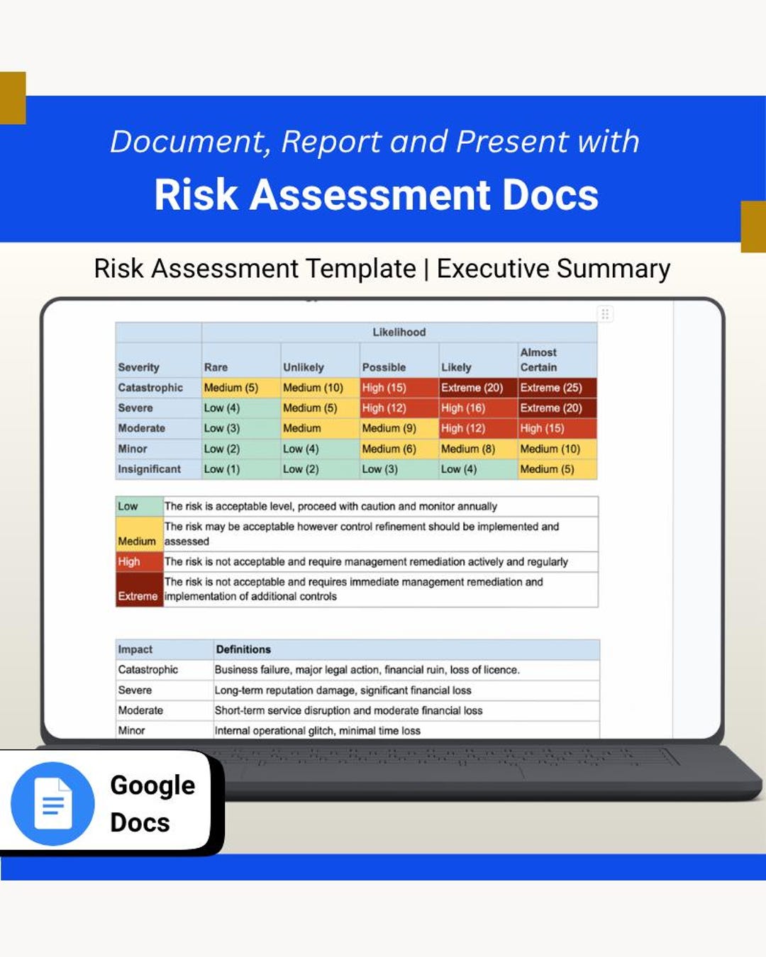 Risk Assessment Google Doc Template for Analysing, Assessing Business ...
