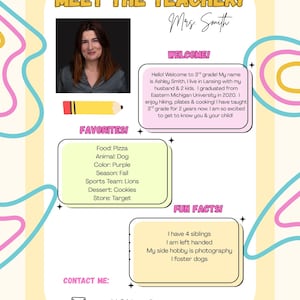 Meet the Teacher Digital Editable Template Retro | Colorful Retro ...