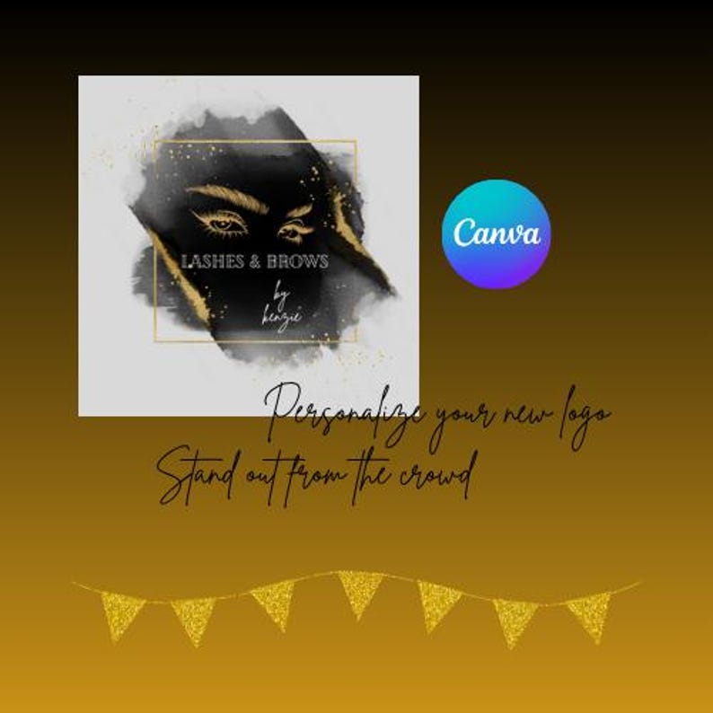 Editable Black & Gold Logo | Business Logo Template | Lashes Brow Logo ...