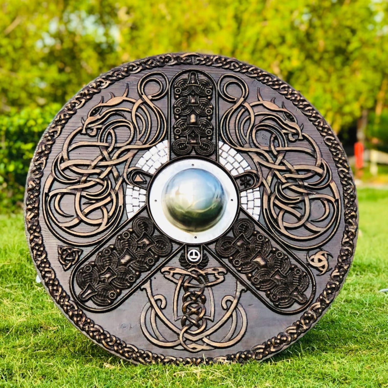 Medieval Viking Dragons Shield, Viking Wall Decor, Viking Round Shield ...