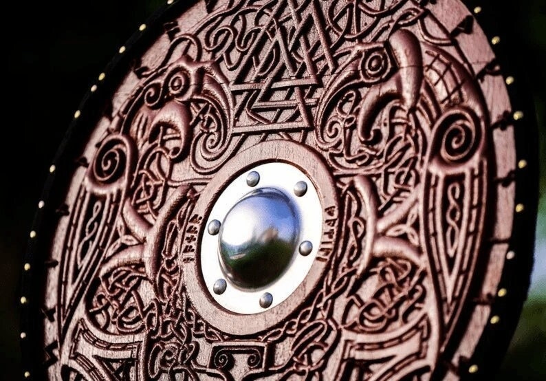 Custom Viking Shield |medieval Helm of Awe Shield | Carved Viking Gift ...