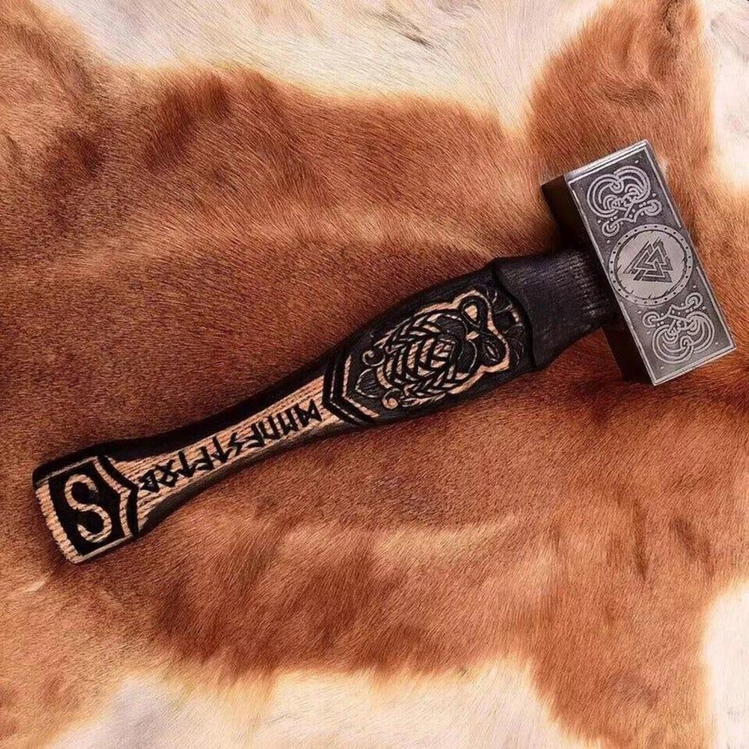 Handcrafted Norse War Hammer | Viking Mjolnir Hammer | Custom Engraved ...