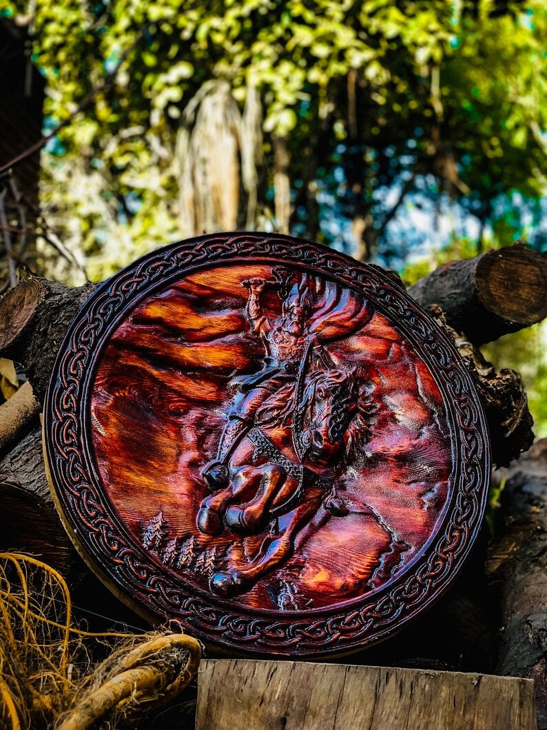 Norse/viking Odin's Shield: Valhalla Round Design, Wooden Craft ...